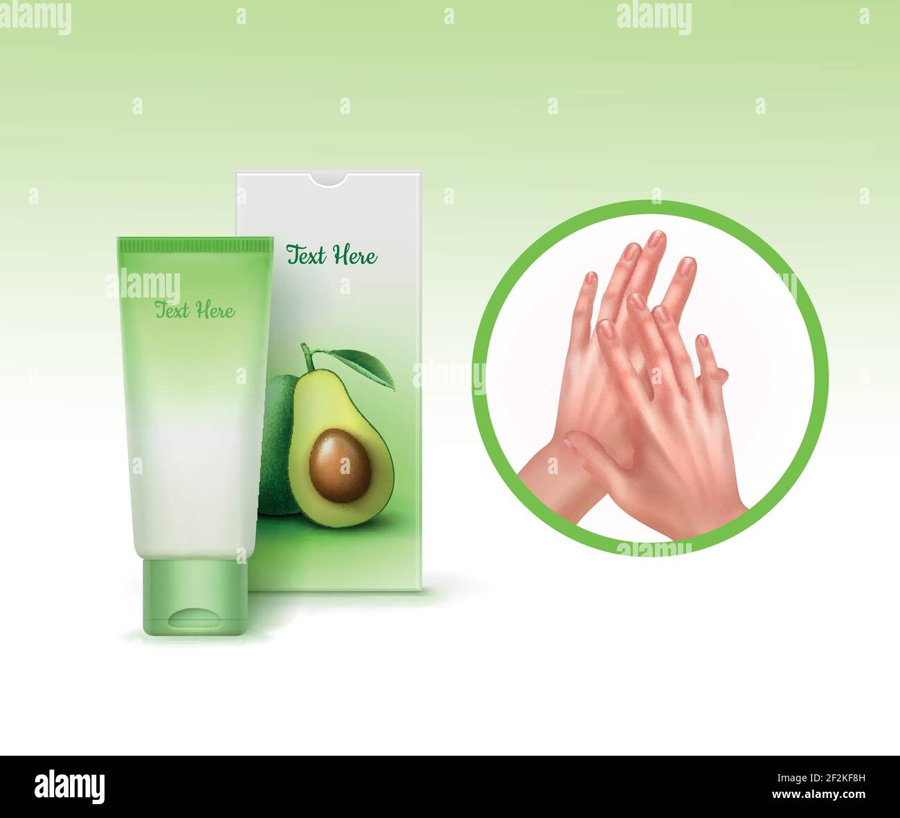 Vector design of hands cream with natural component, advertising ...