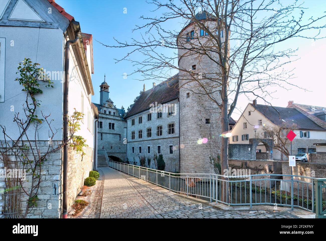 Black Tower, Breitbach, river, house facades, town hall, historic town ...