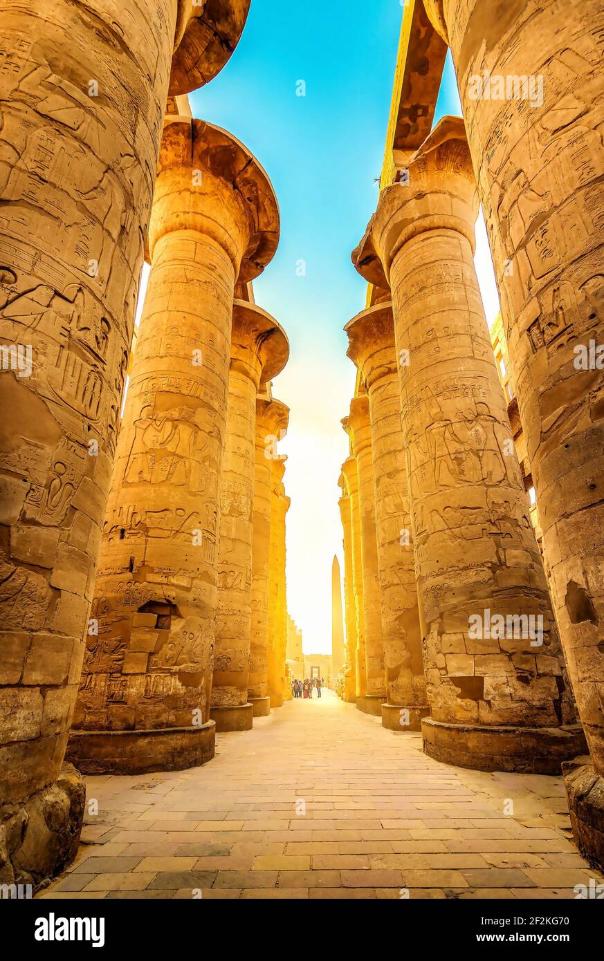 Luxor Karnak temple. The pylon with blue sky Stock Photo - Alamy