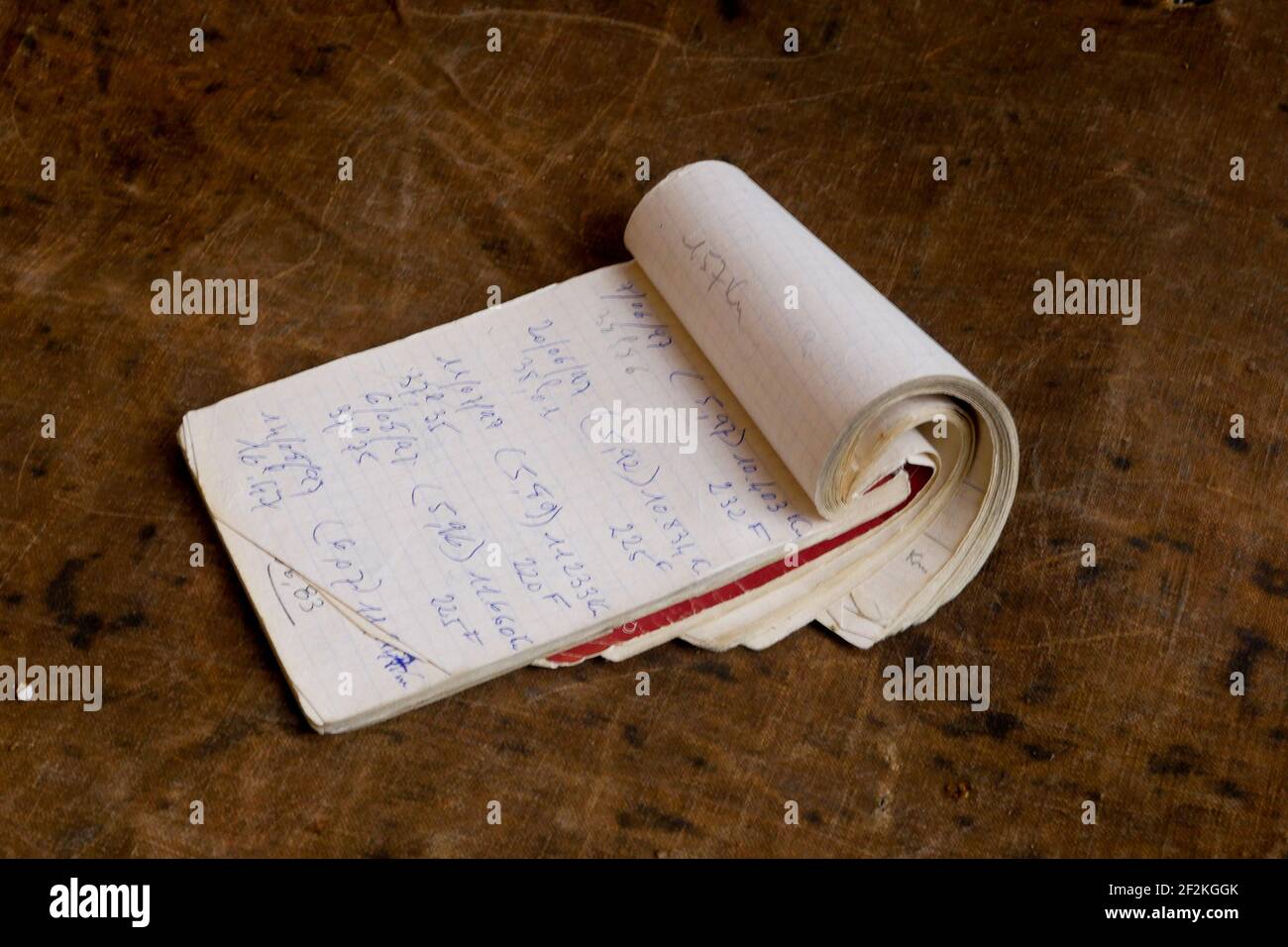 Vintage used notepad, Illustration, France Stock Photo - Alamy