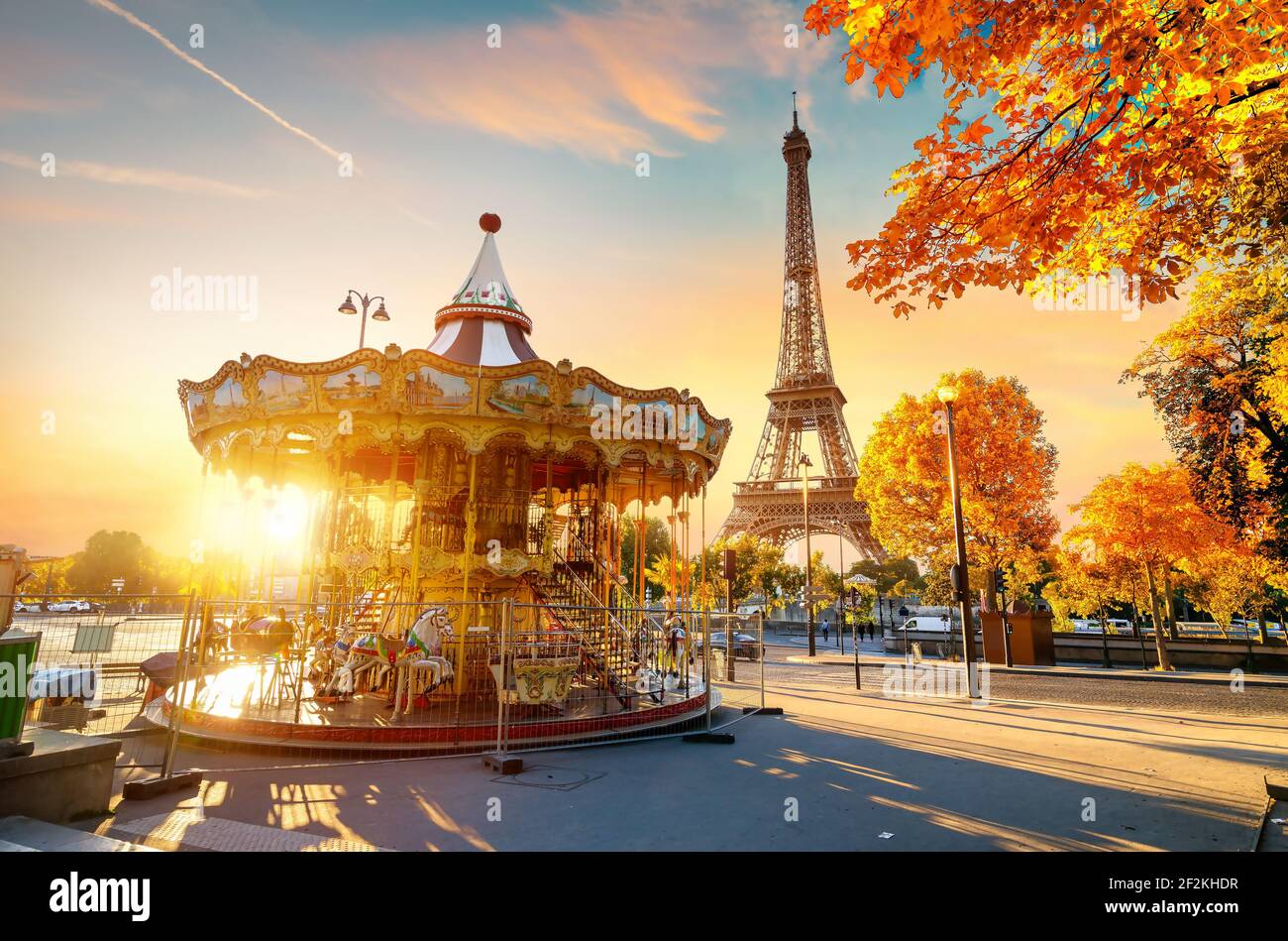 Carousel in park near the Eiffel tower in Paris Stock Photo - Alamy