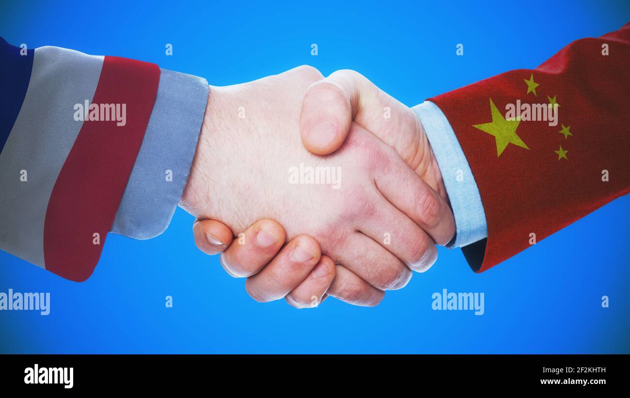 France - China - Handshake concept about countries and politics Stock ...