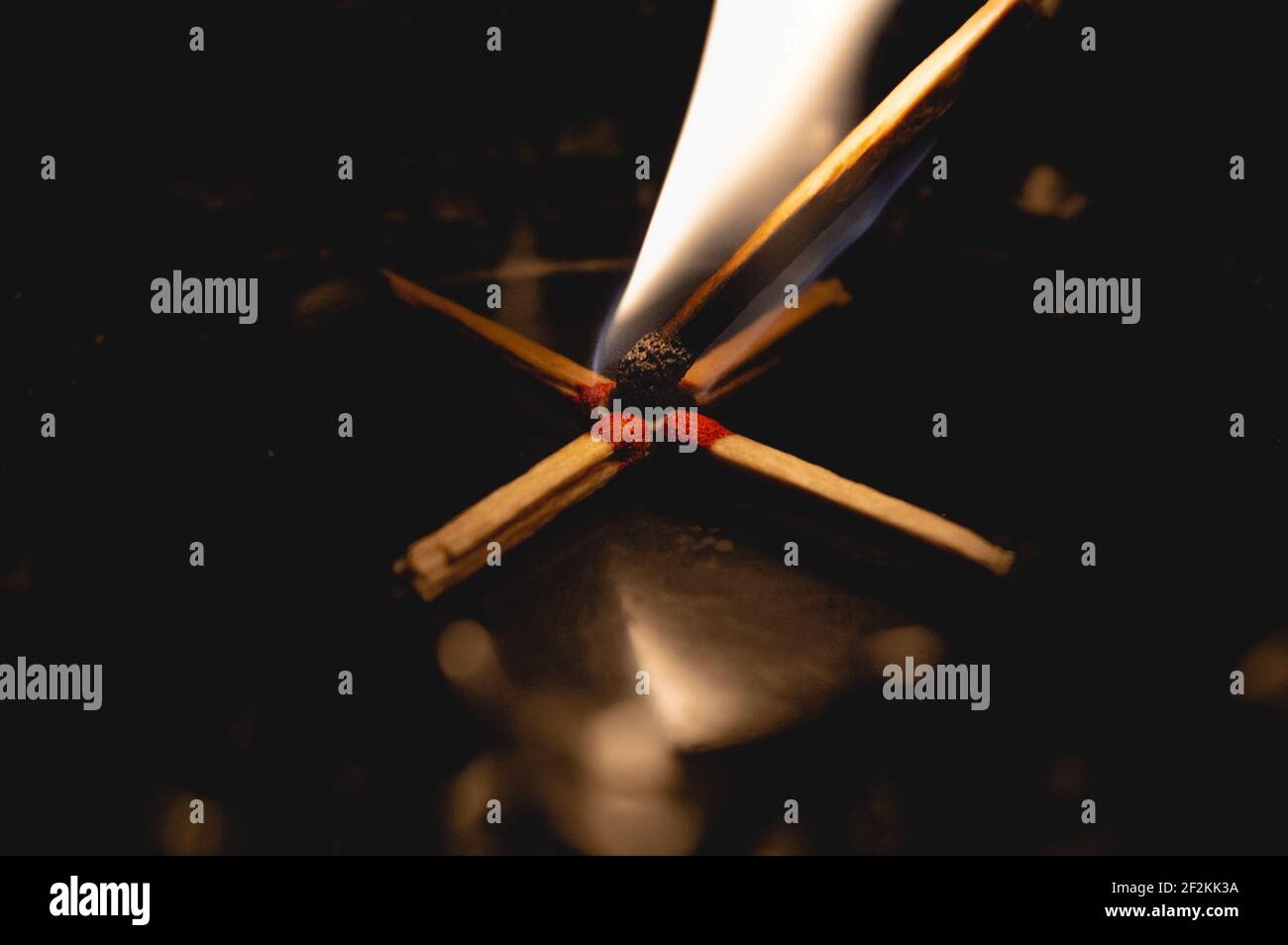 Flame of fire lit by matches Stock Photo - Alamy