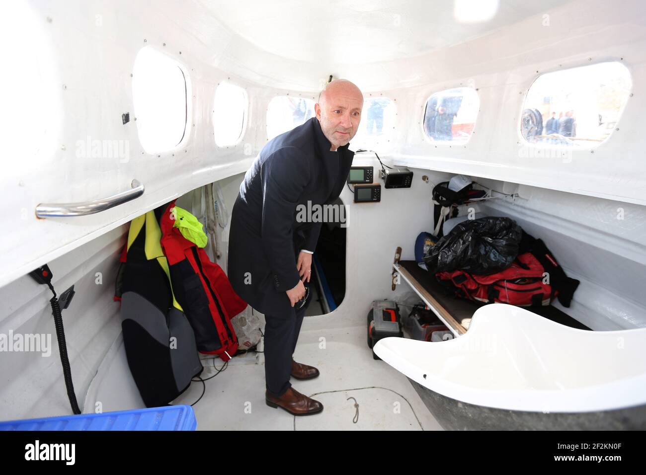 Maxi trimaran IDEC and her skipper Francis Joyon in Bordeaux for their ...