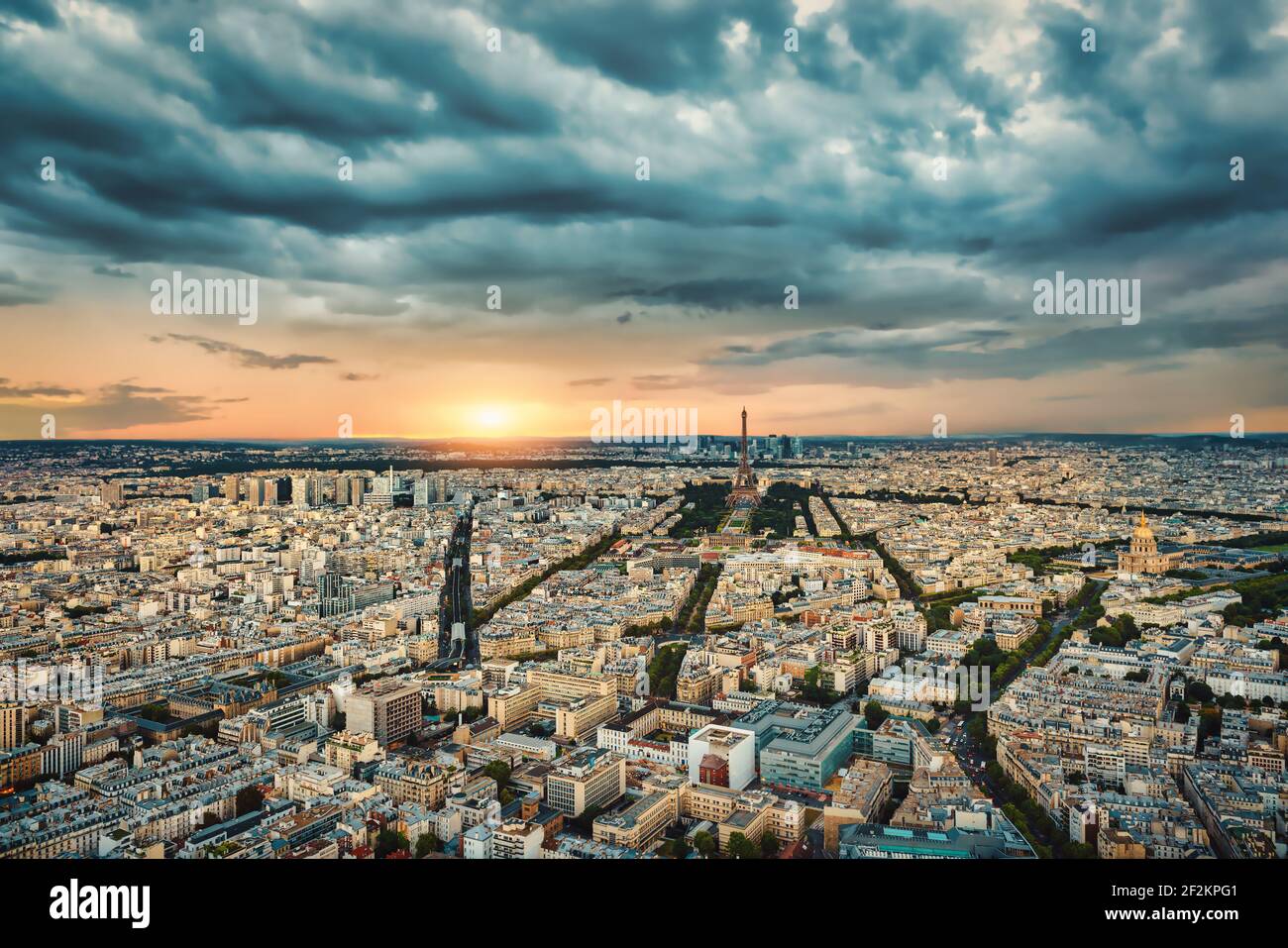 Paris dawn aerial view hi-res stock photography and images - Alamy