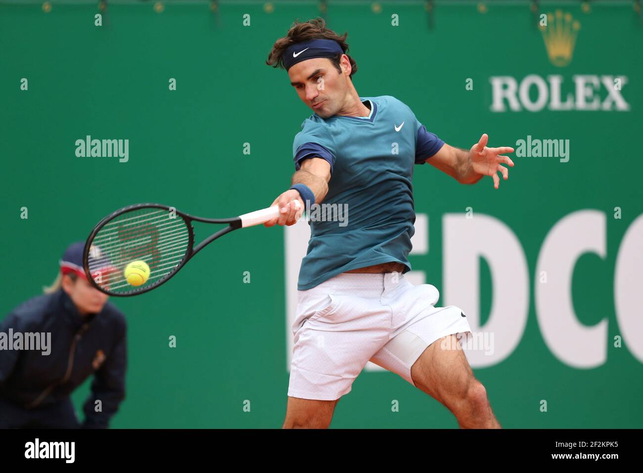 Roger Federer of Switzerland during The ATP Monte-Carlo Rolex Masters ...
