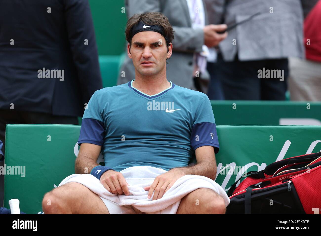 Roger Federer of Switzerland during The ATP Monte-Carlo Rolex Masters ...