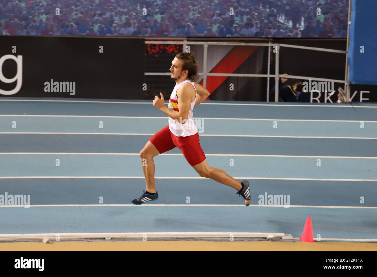 ISTANBUL, TURKEY - JANUARY 31, 2021: Undefined athlete running during ...