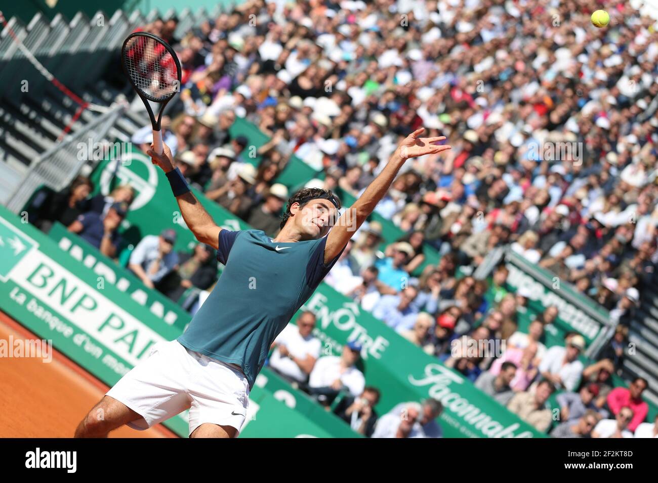 Roger Federer of Switzerland during The ATP Monte-Carlo Rolex Masters ...