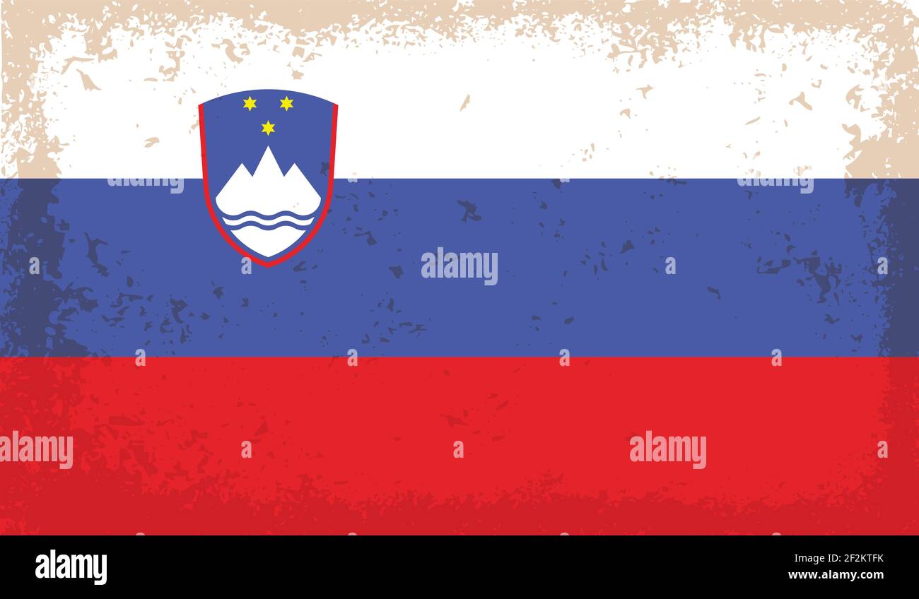 Slovenia flag with waving grunge texture. Vector background Stock ...