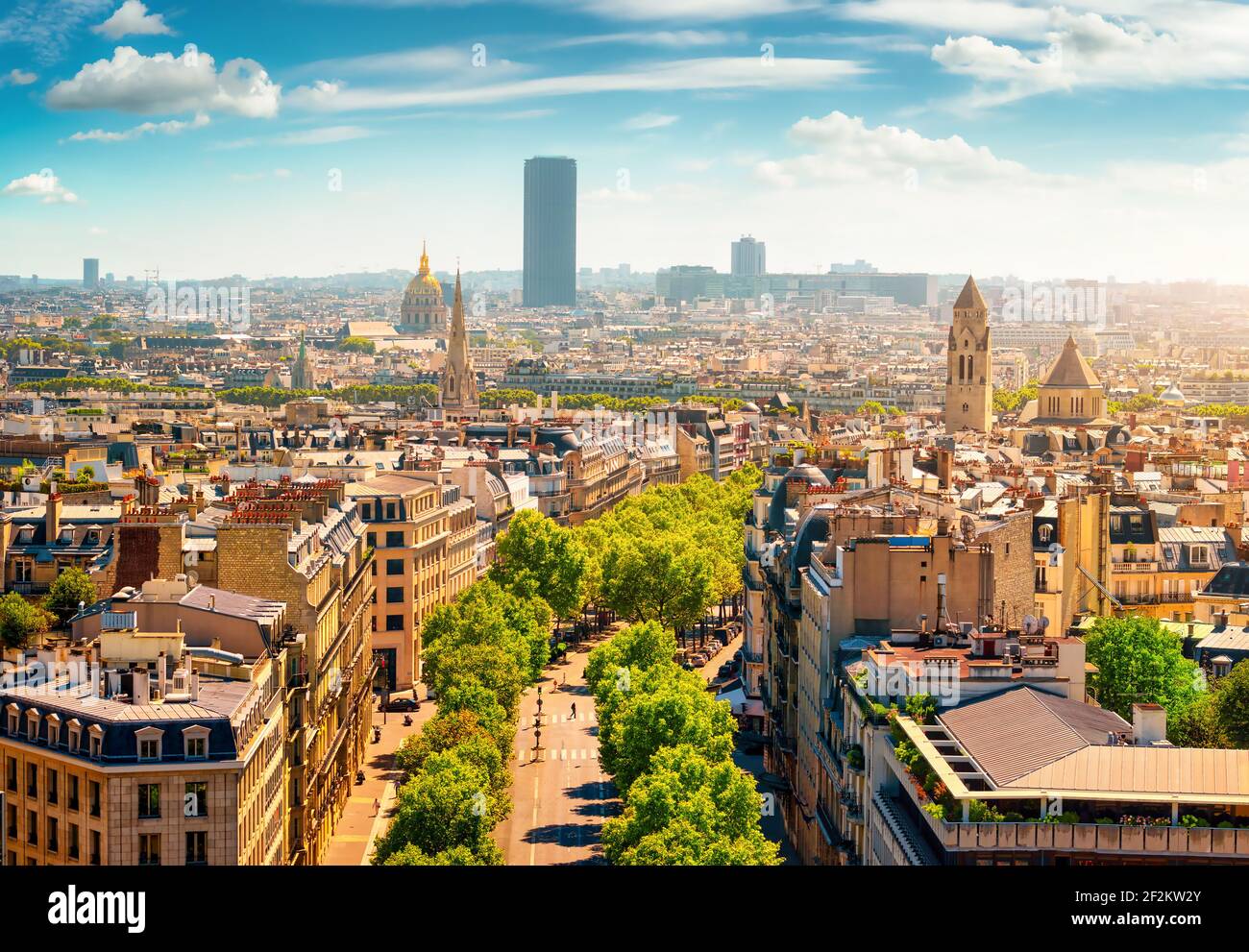Panoramic view of Paris from the roof of the Triumphal Arch Stock Photo ...