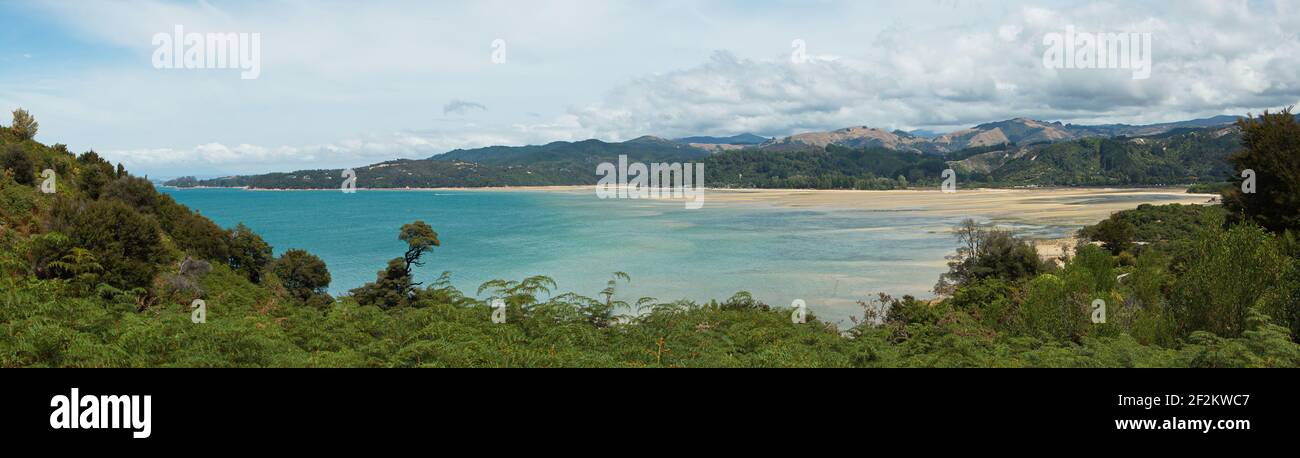 View of Sandy Bay from Coastal track near Marahau,Tasman Bay in Abel Tasman National Park,Tasman ...