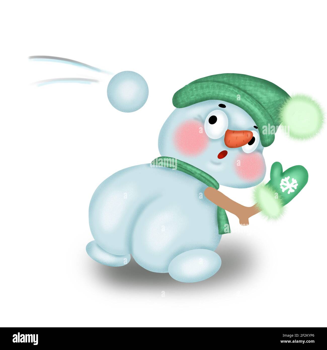 A snowball is flying at the snowman Stock Photo - Alamy