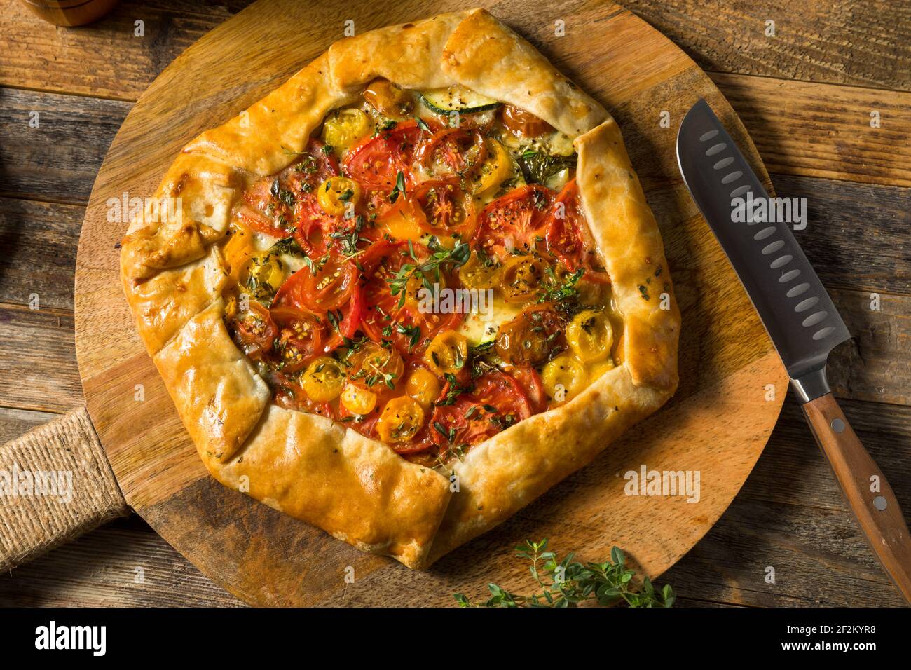 Homemade Savory Tomato Galette Pastry with Cheese and Herbs Stock Photo ...