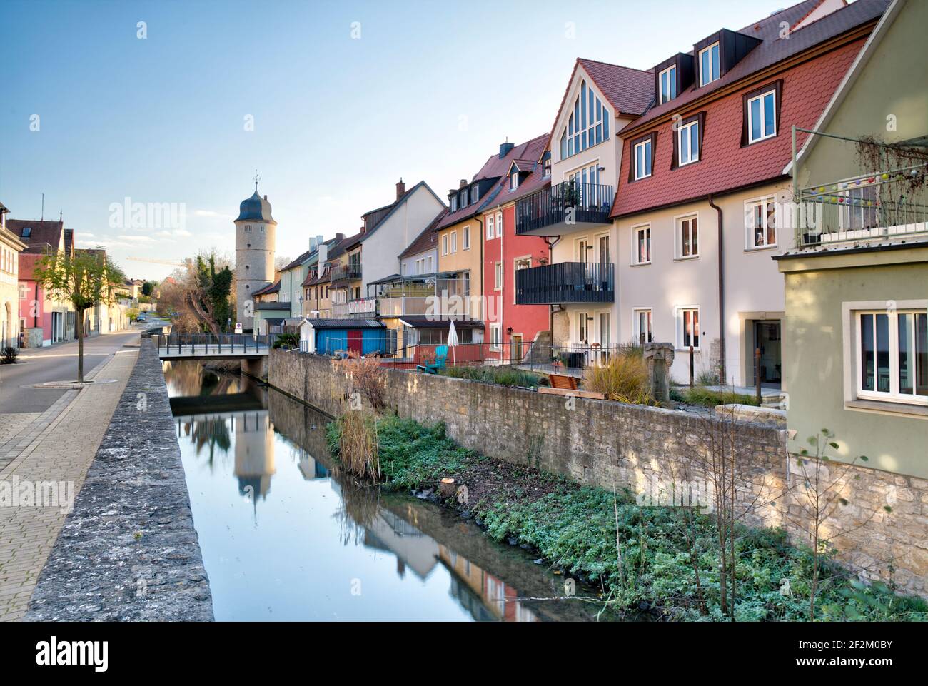 Weisser Turm, Breitbach, river, house facades, water reflection ...