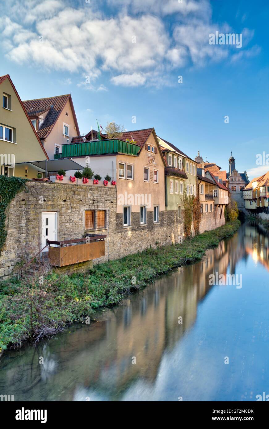 House facades, Breitbach, river, Malerwinkel, water reflection ...