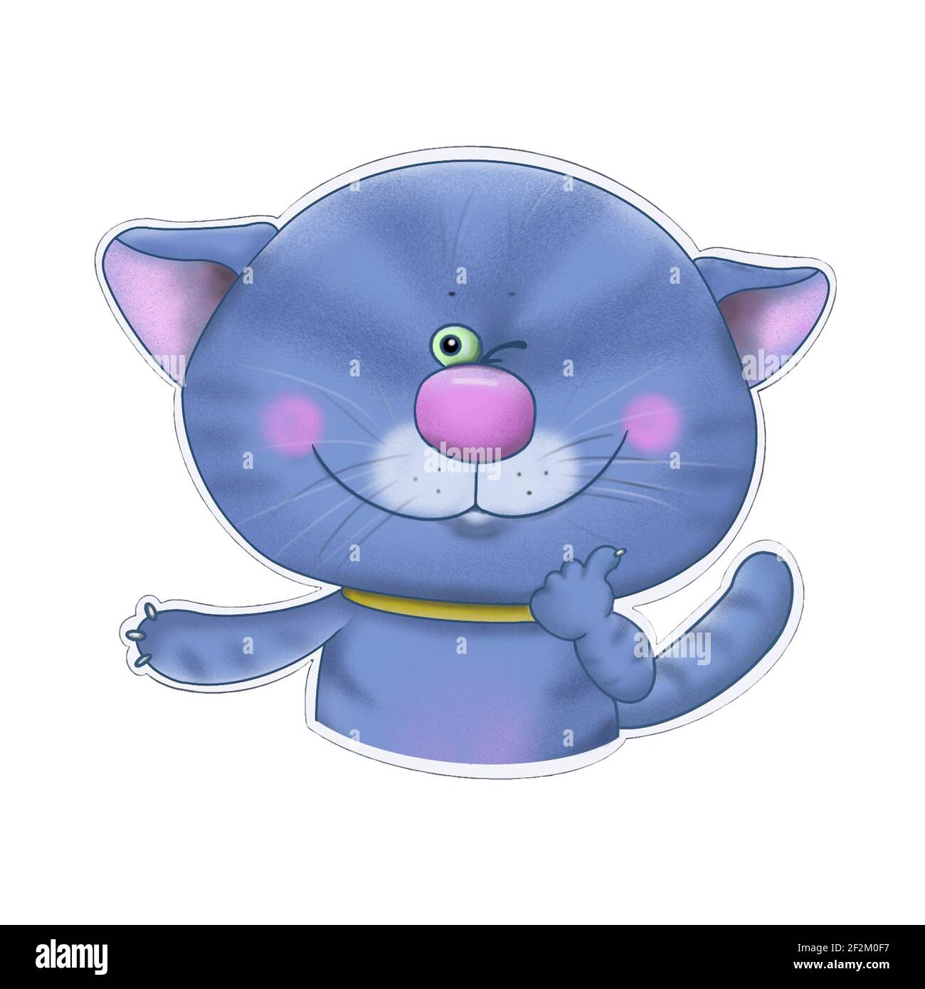 The cute blue cat winks show class sticker Stock Photo - Alamy