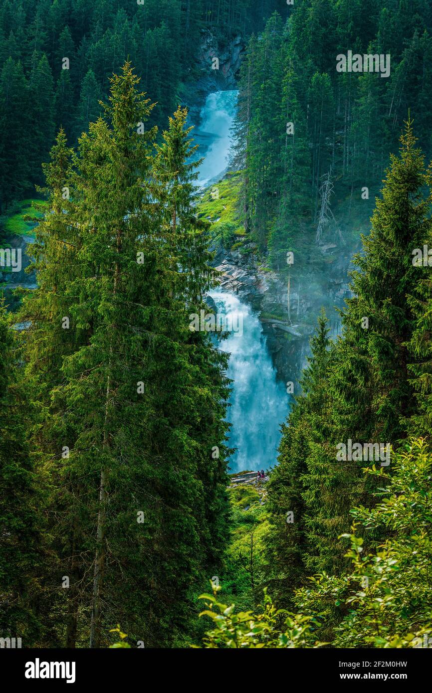Panoramic view of the Krimmler waterfalls, the highest waterfalls in ...
