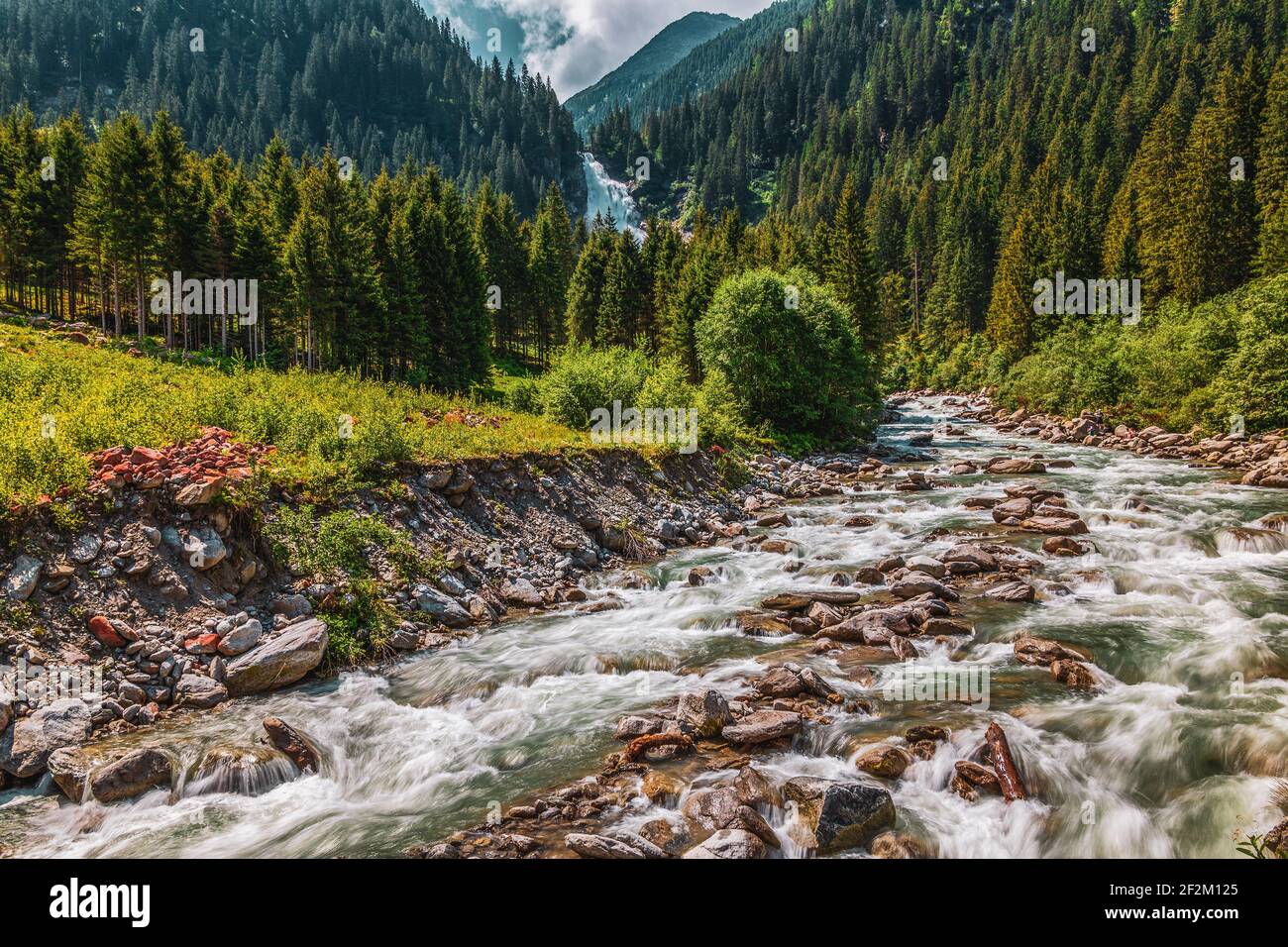 Panoramic view of the Krimmler waterfalls, the highest waterfalls in ...