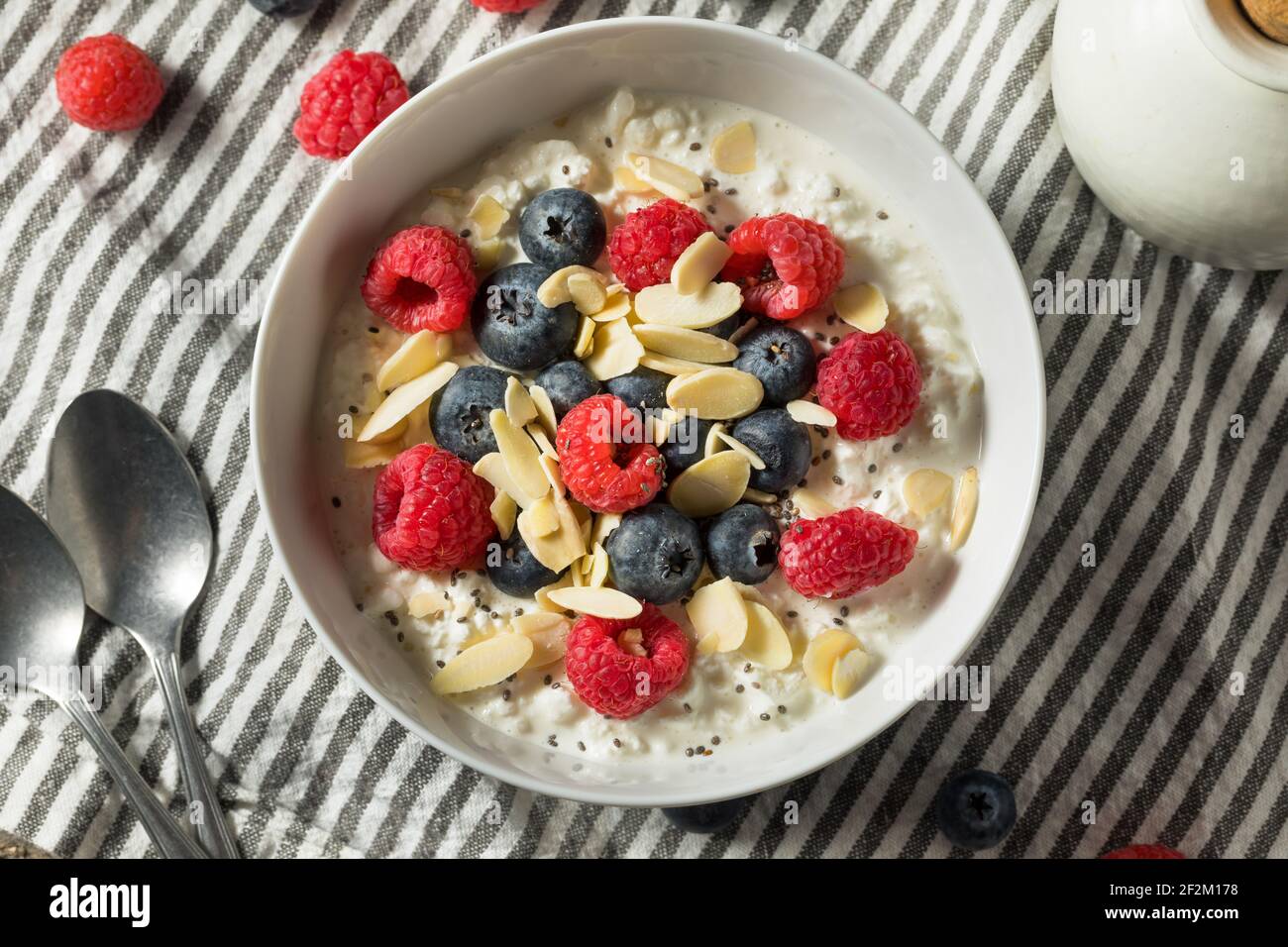 Healthy Homemade Cottage Cheese Breakfast with Berries Stock Photo - Alamy