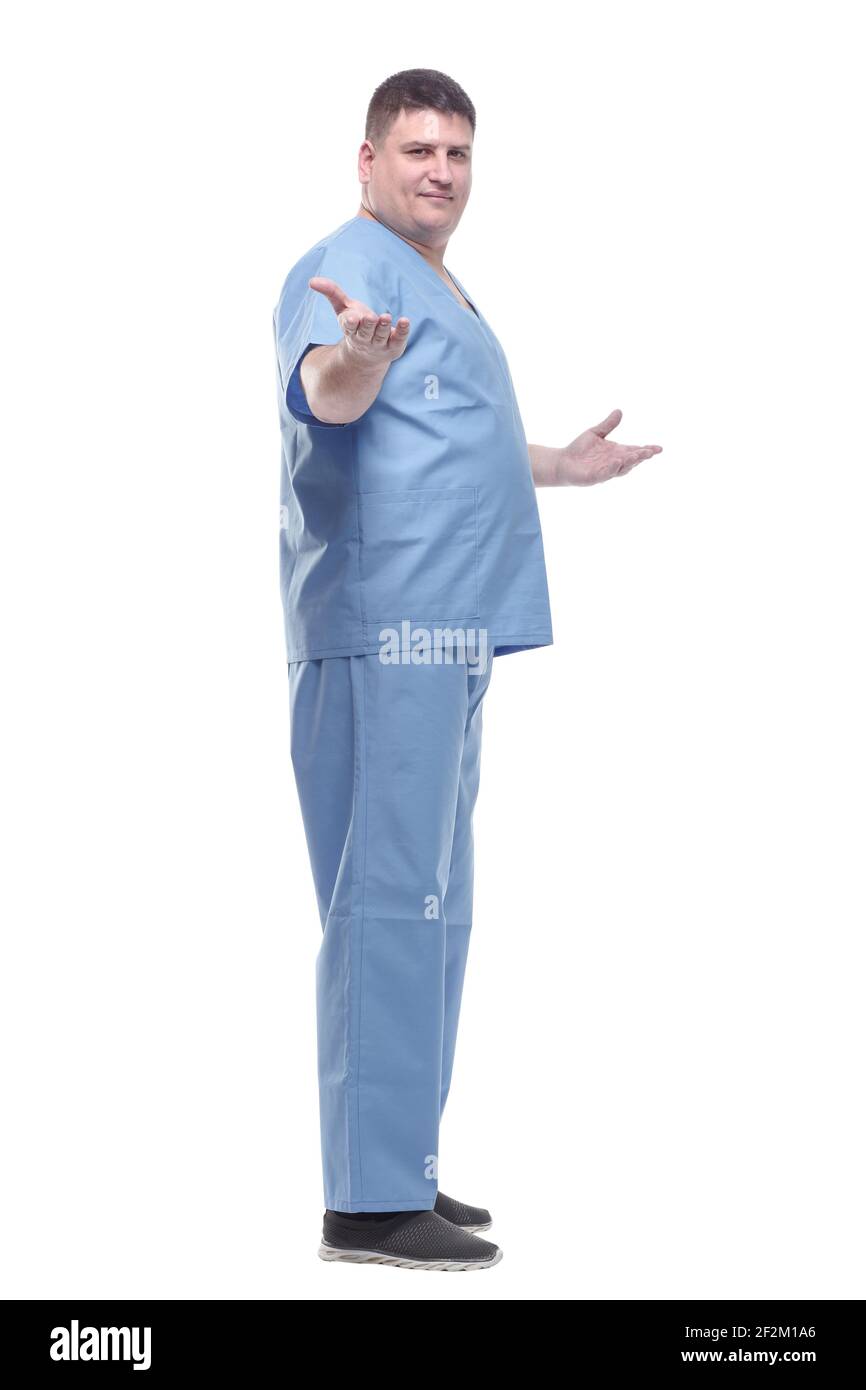 side view. a male medic in a blue uniform Stock Photo - Alamy