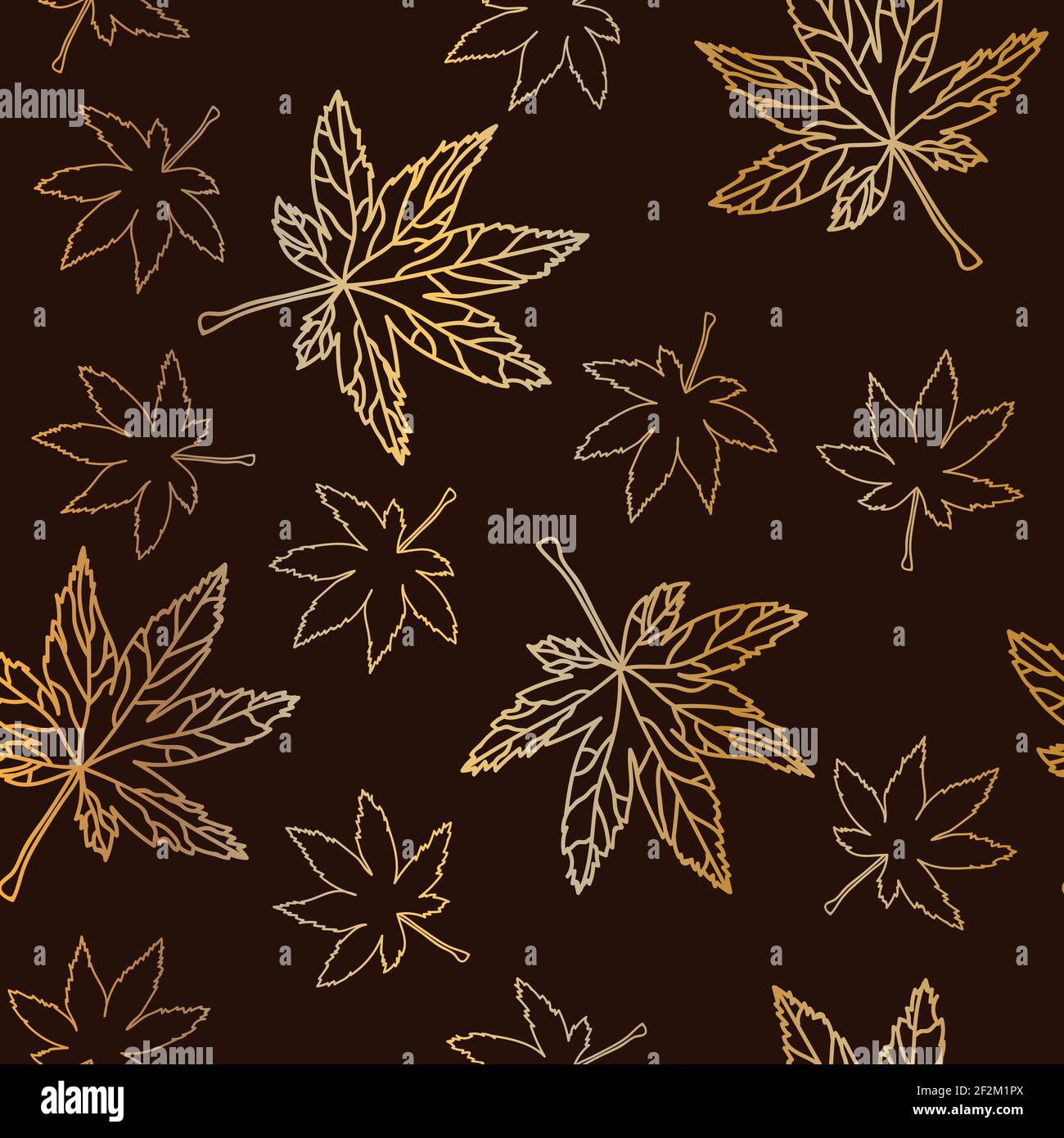Gold maple leaves outlines seamless pattern Stock Vector Image & Art ...