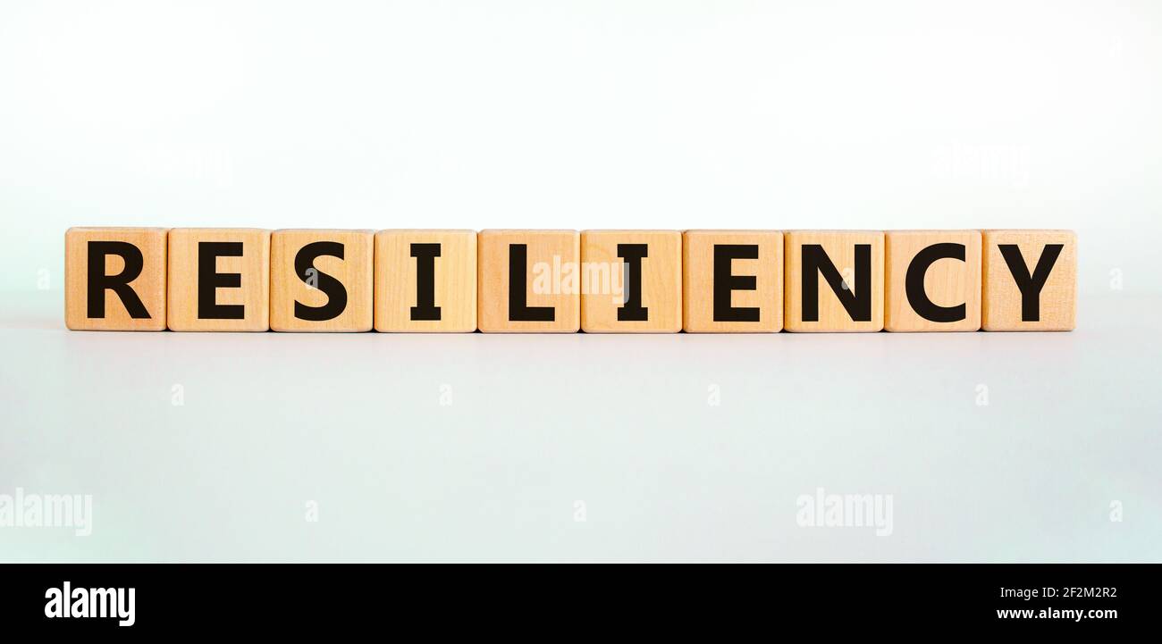 Resiliency symbol. Word 'Resiliency' written on wooden blocks. Copy ...