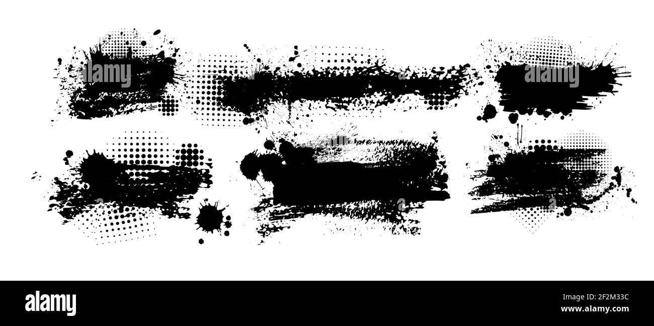 Set of Grunge Design Elements. Black blots. Vector illustration Stock ...