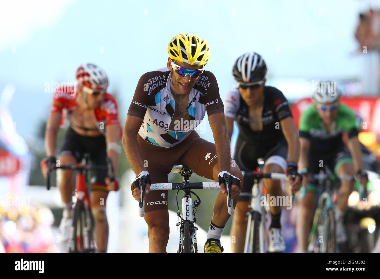 Jean-Christophe Peraud of France riding for AG2R La Mondiale looks on ...