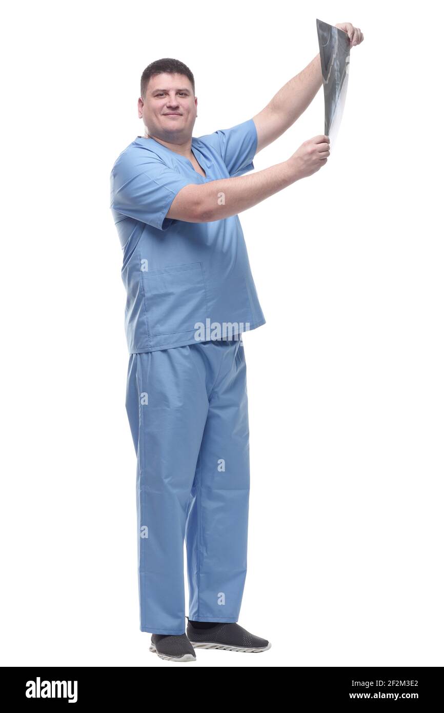 male medic with a chest x-ray. isolated on a white Stock Photo - Alamy