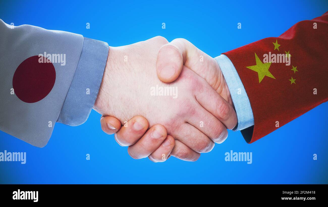 Japan - China - Handshake concept about countries and politics Stock ...