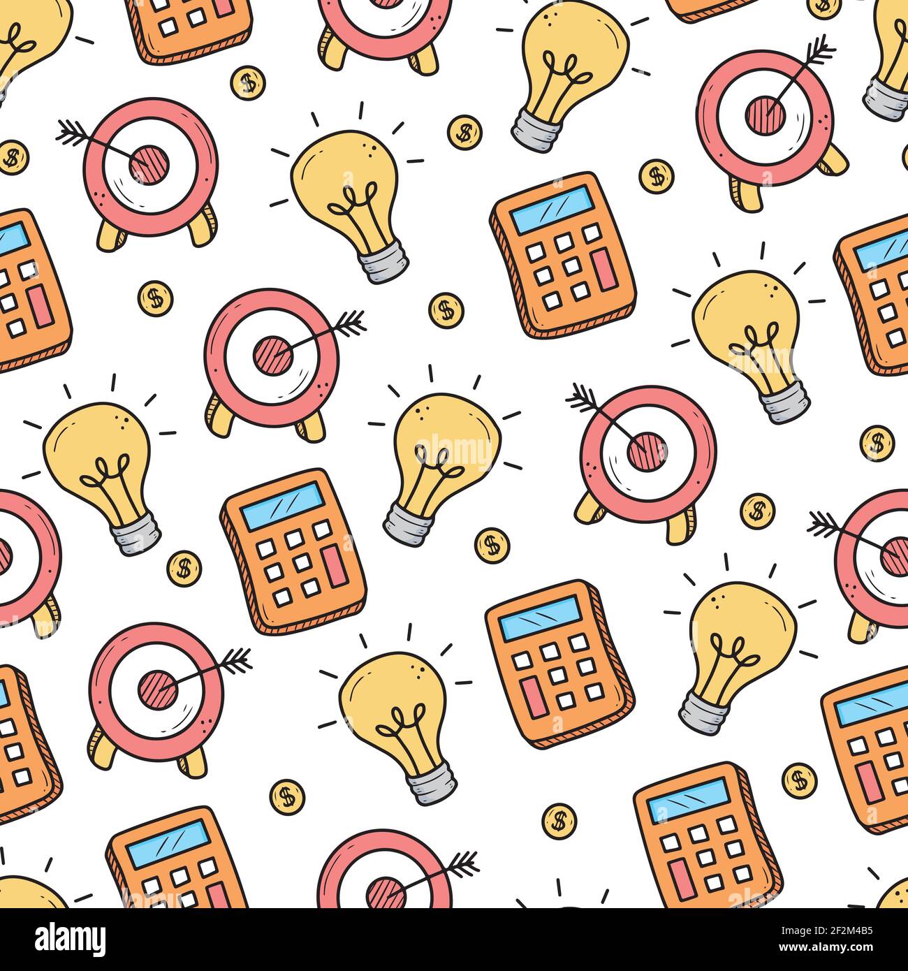 Hand drawn seamless pattern of business and finance elements, money ...