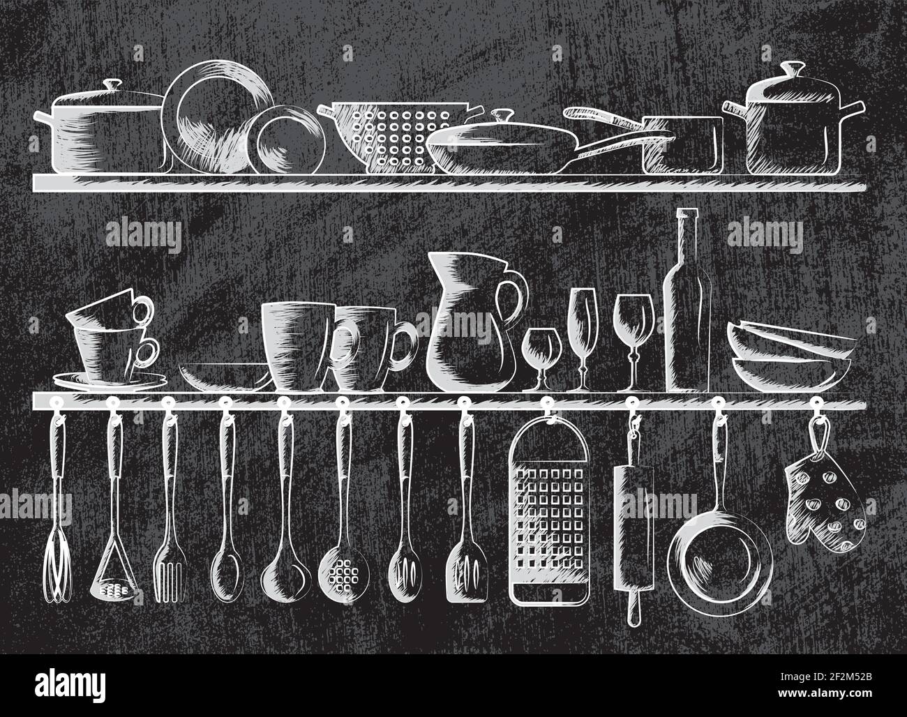 Kitchen Set Hand Draw Cartoon High Resolution Stock Photography and ...