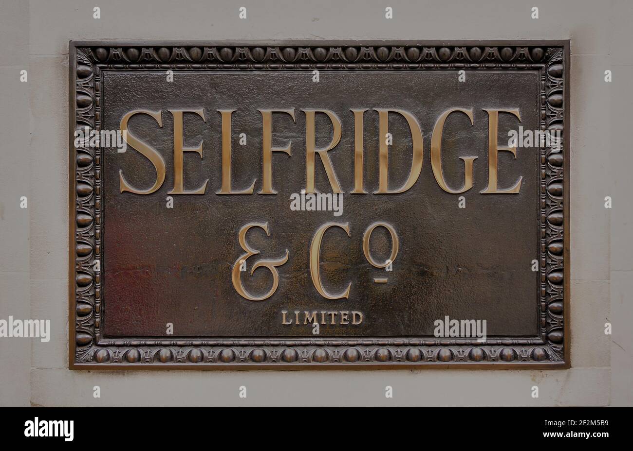 Famous Shopping Retailer Selfridge & Co. Sign on their flagship store ...