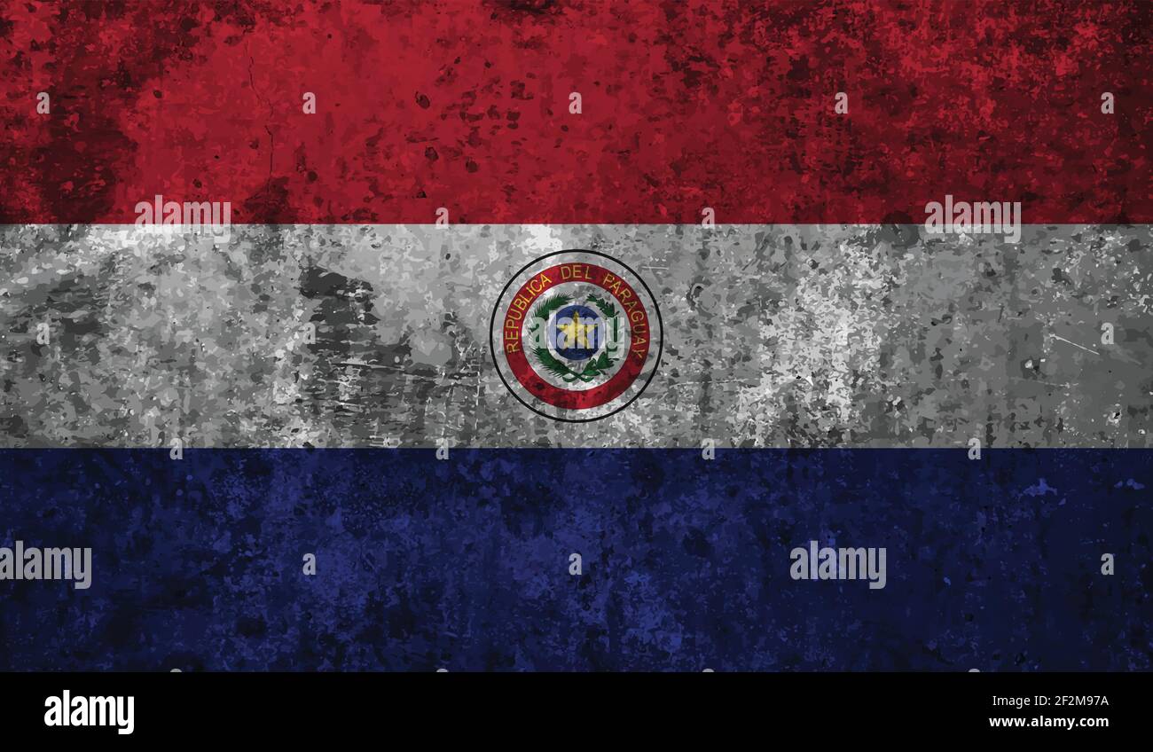 Paraguay flag with waving grunge texture. Vector background Stock ...