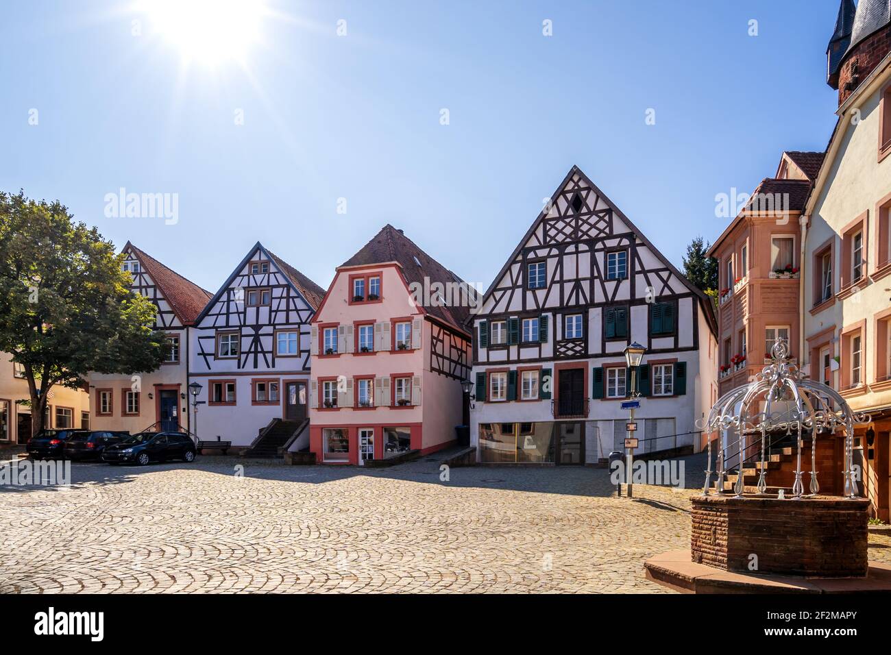 City hall square and Tower, Ottweiler, Saarland, Germany Stock Photo ...