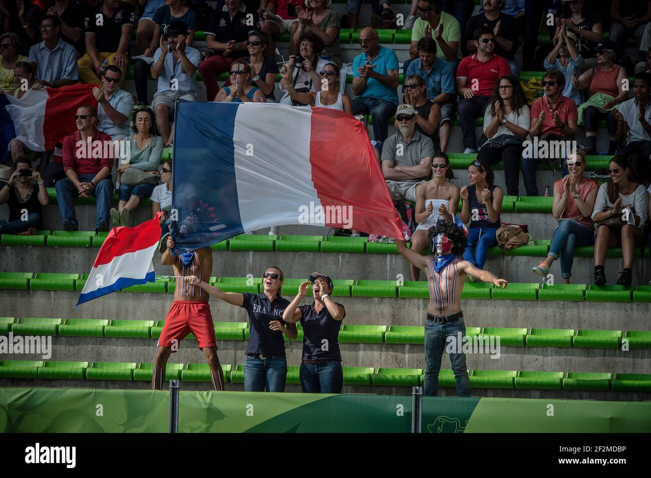 French Supporters with french flags during the show jumping second ...