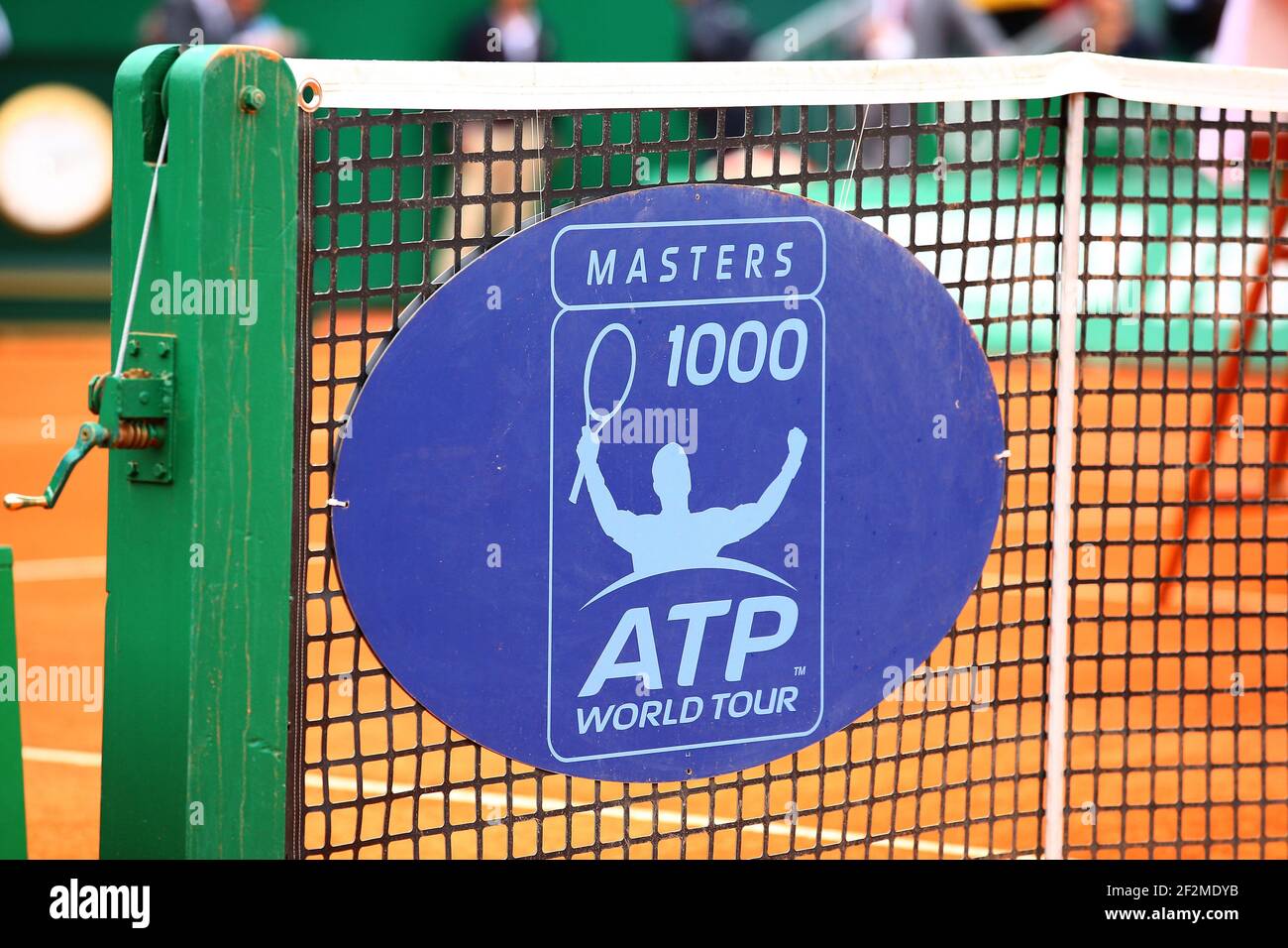 The Logo of the ATP World Tour is pictured prior to The ATP Monte-Carlo ...