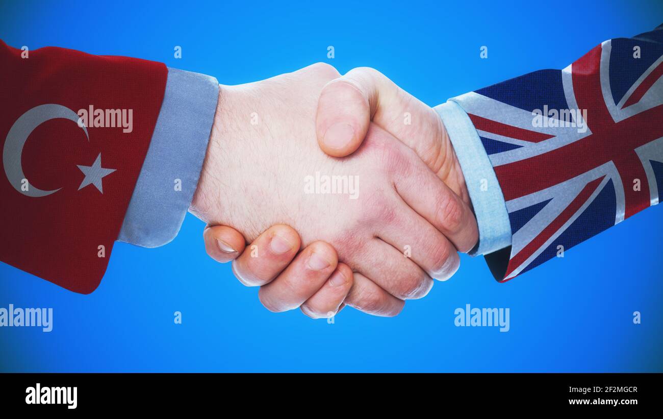 Turkey - United Kingdom - Handshake concept about countries and ...