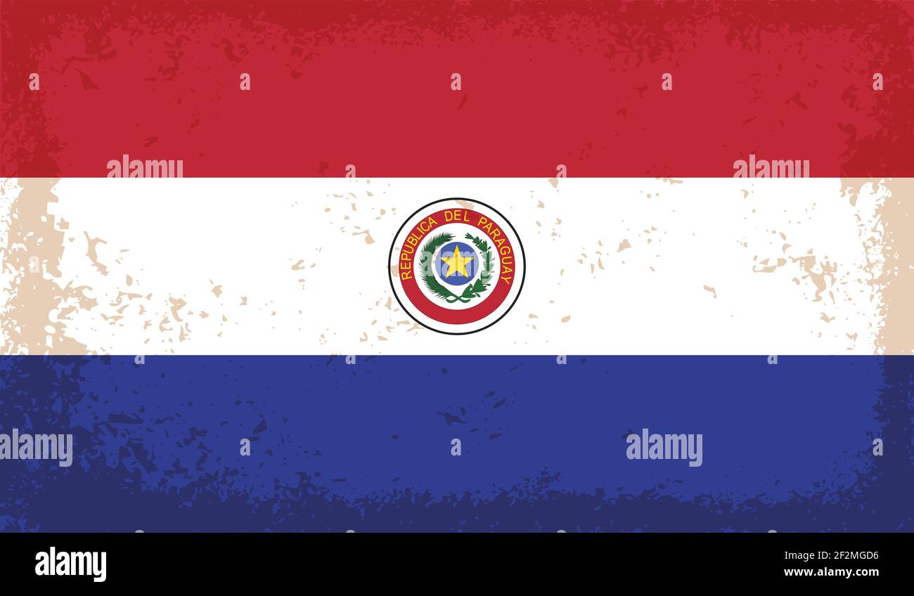 Paraguay flag with waving grunge texture. Vector background Stock ...