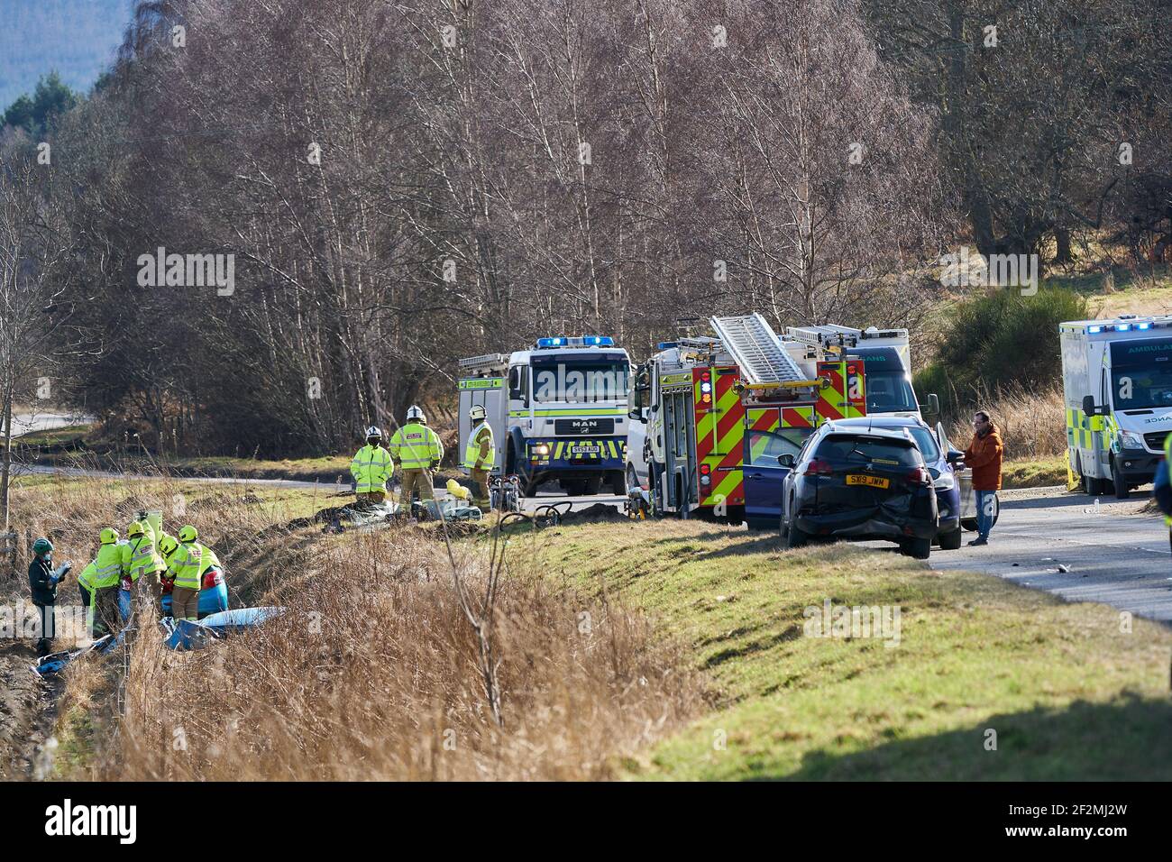 A941 aprox 1 mile South of Rothes, Moray, UK. 12th Mar, 2021. UK. This ...