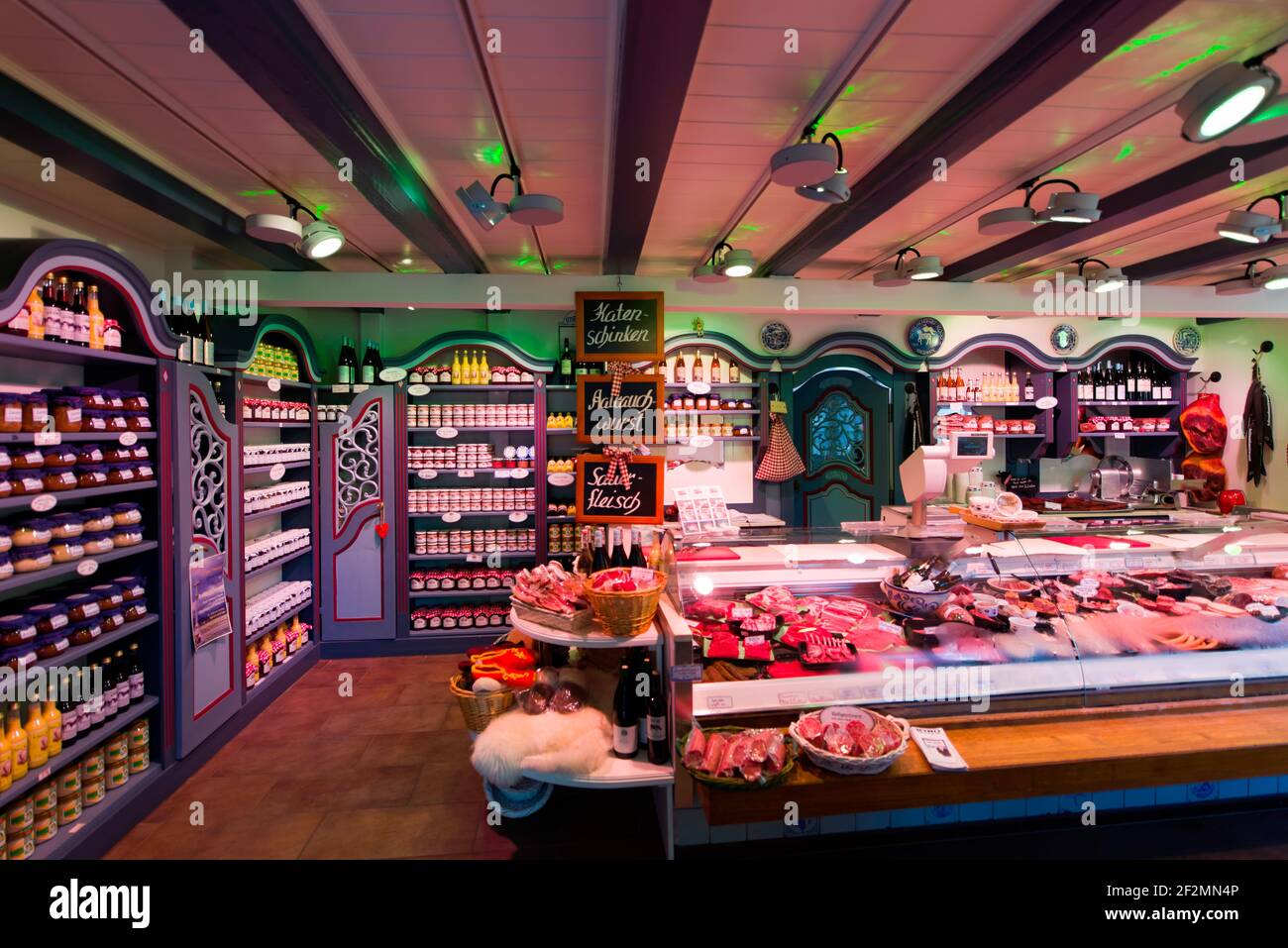 Meat counter in a butcher's shop Stock Photo - Alamy