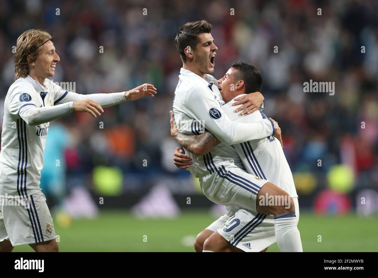 Alvaro Morata of Real Madrid celebrates after scoring his side's second ...