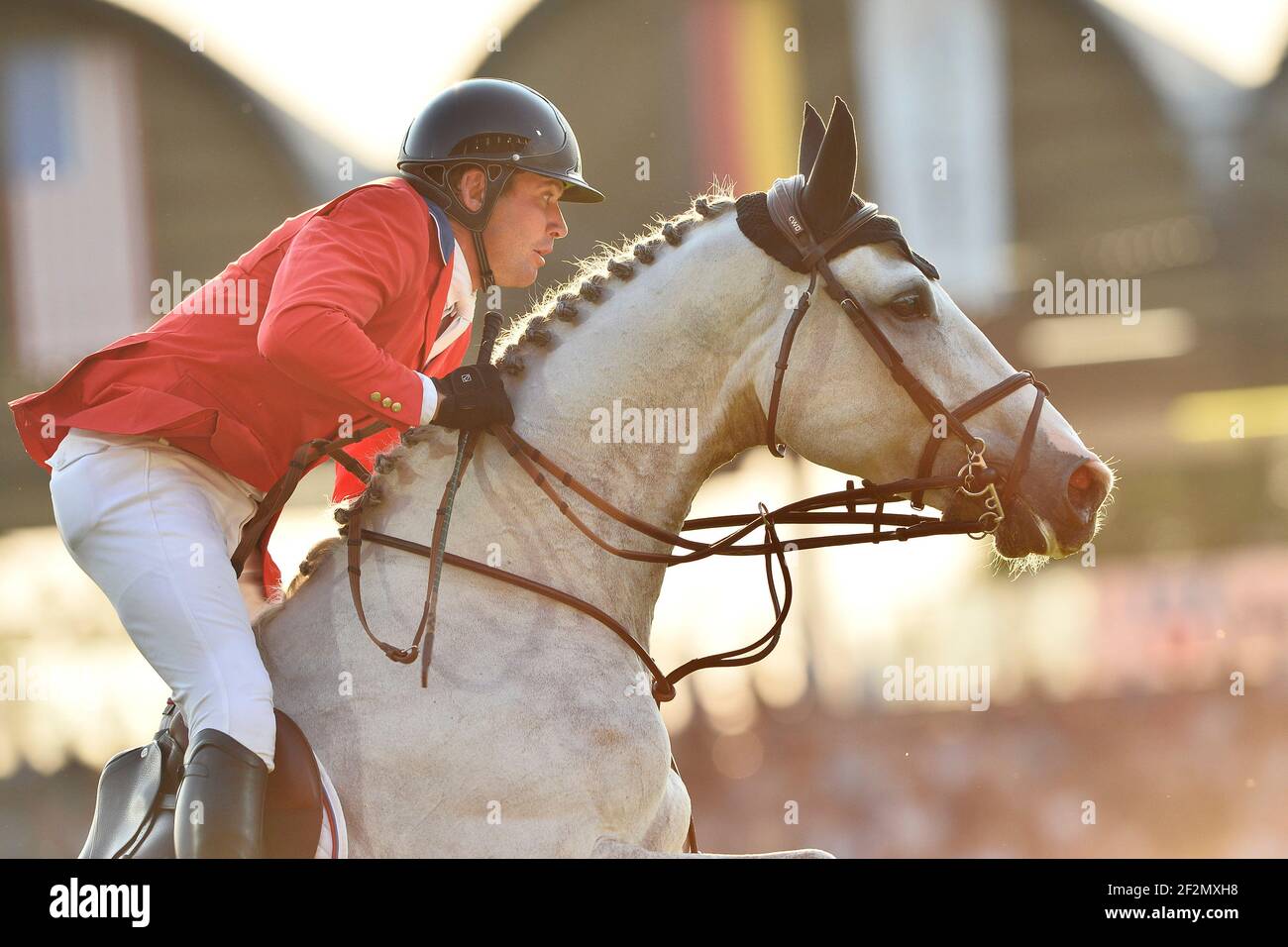 Devin RYAN (USA) riding Eddie Blue during the Nations Cup of the World ...