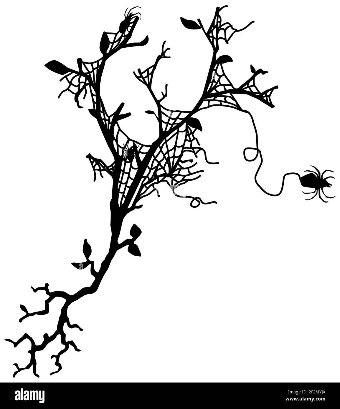 Spider web tree symbol silhouette stencil black, vector illustration ...