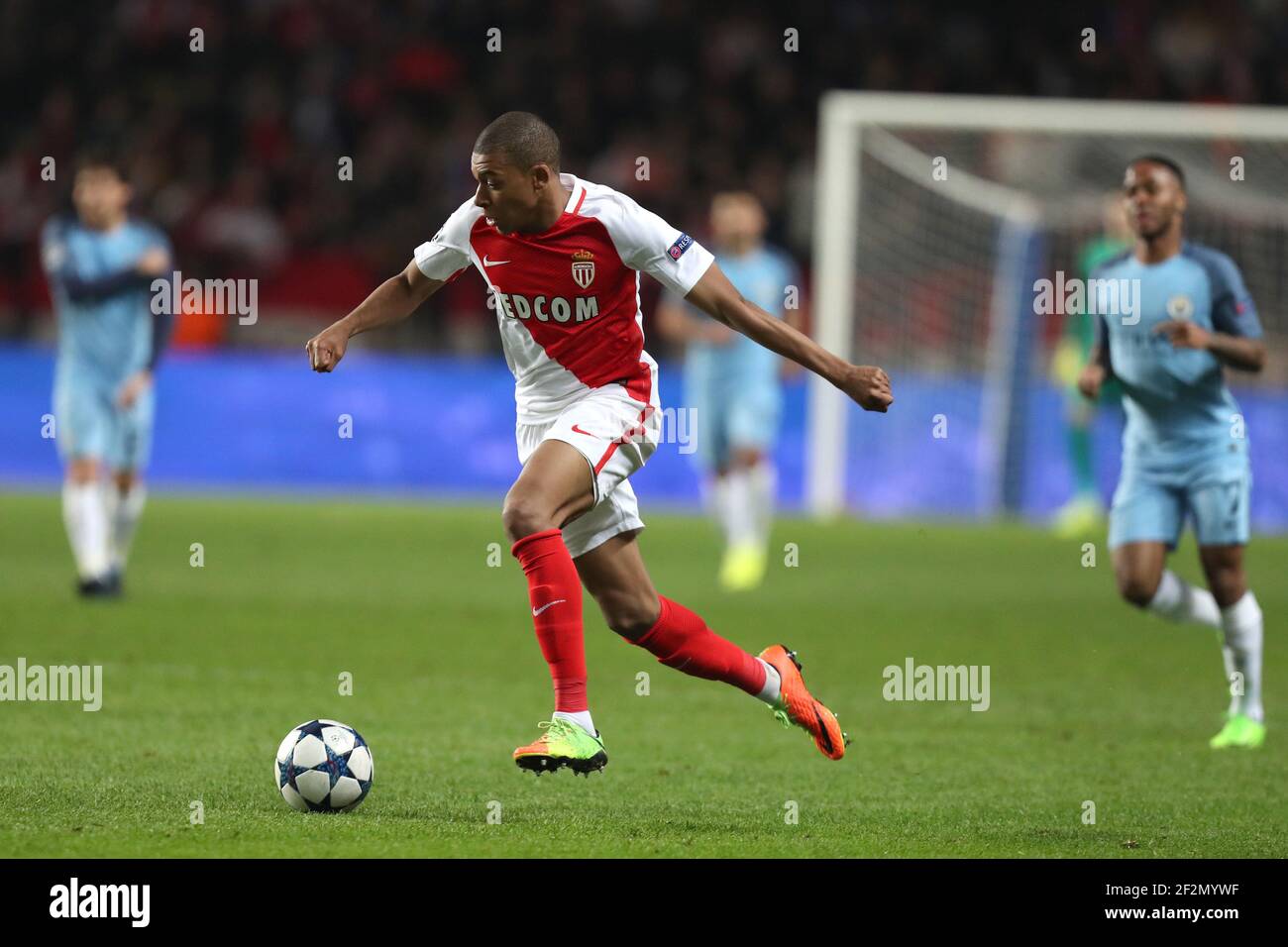 Kylian Mbappe of Monaco during the UEFA Champions League, round of 16 ...
