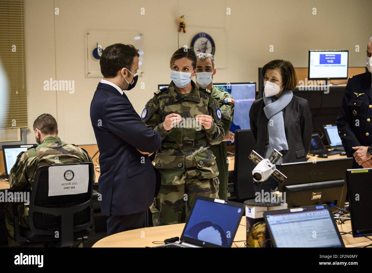 French President Emmanuel Macron visits (with Florence Parly) the ...