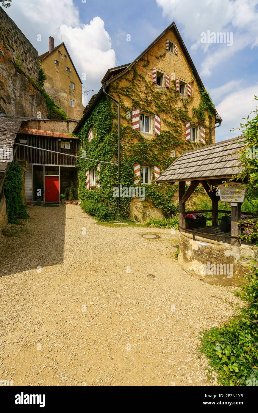 Pottenstein Castle above the town of Pottenstein, Franconian ...