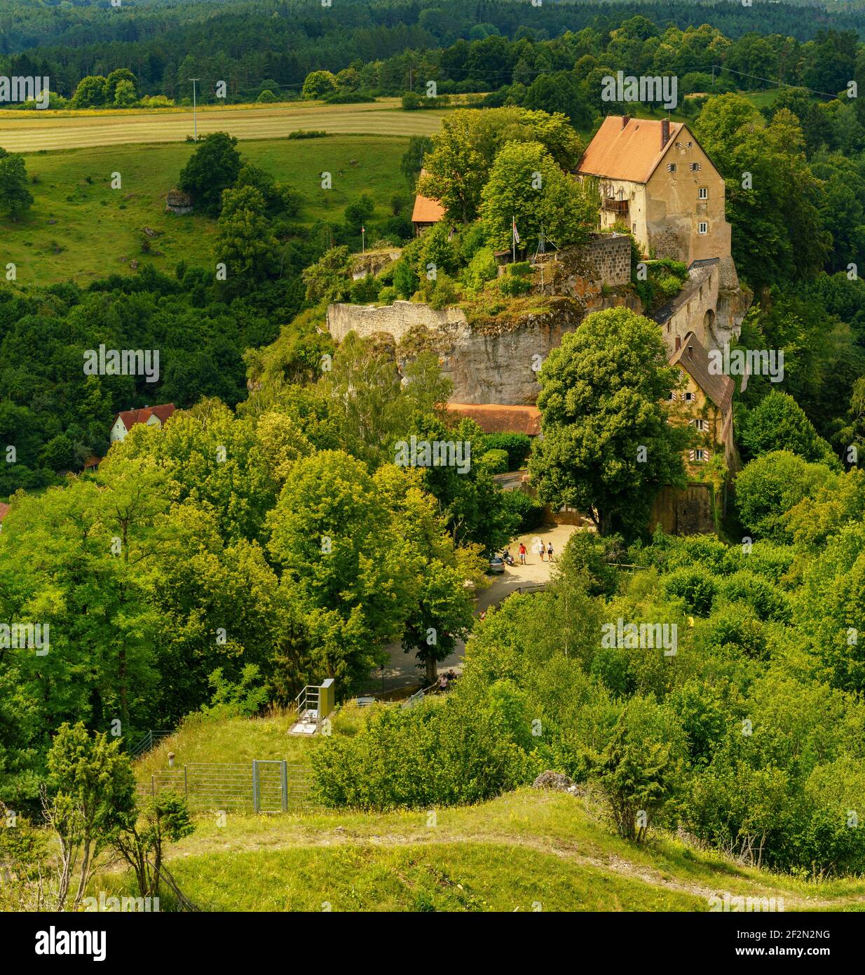 Pottenstein Castle above the town of Pottenstein, Franconian ...