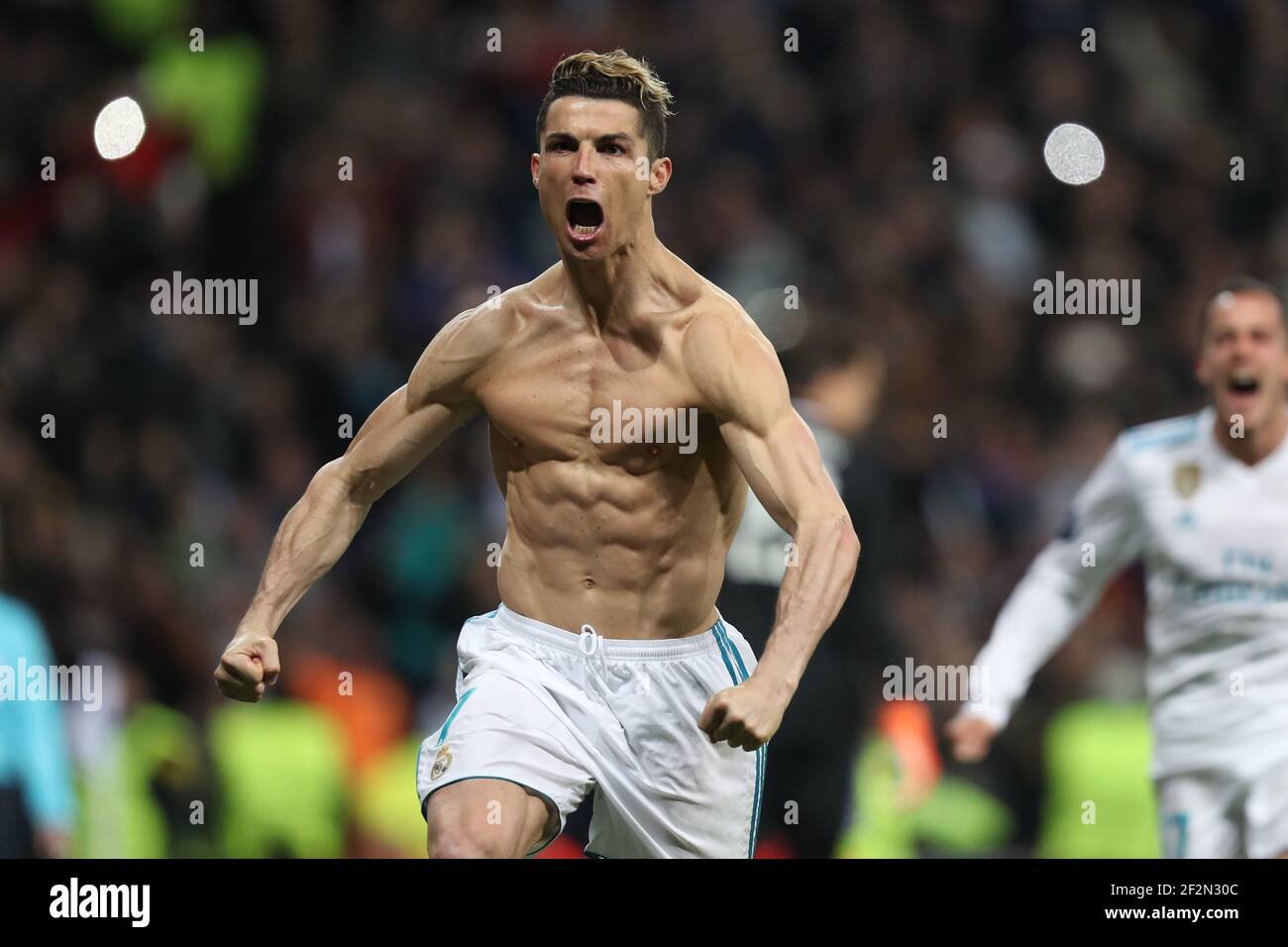 CRISTIANO RONALDO of Real Madrid celebrates after scoring a goal during ...
